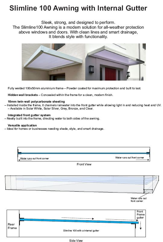 Slimline 100 with Internal Gutter - Eco Awnings